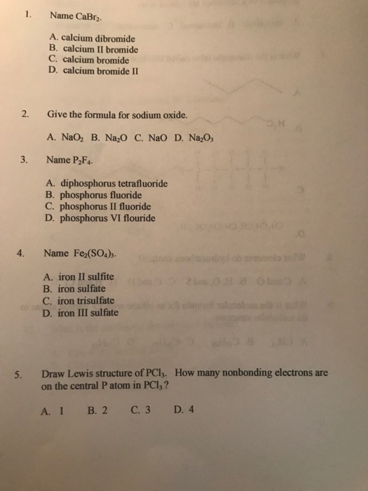 Solved 1. Name CaBr2. A. calcium dibromide B. calcium II | Chegg.com
