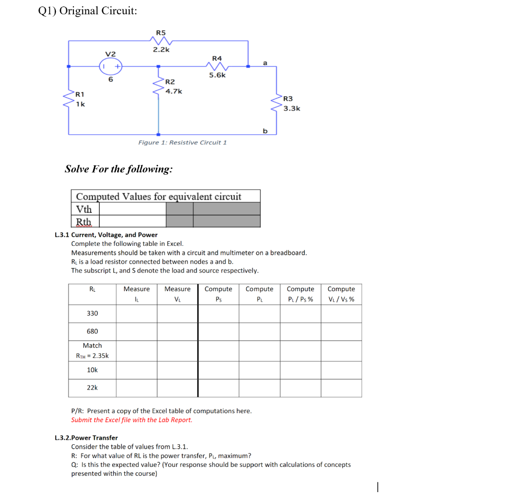 Solved Q1) Original Circuit: V2 R5 2.2k R4 5.6k R2 4.7k R1 | Chegg.com