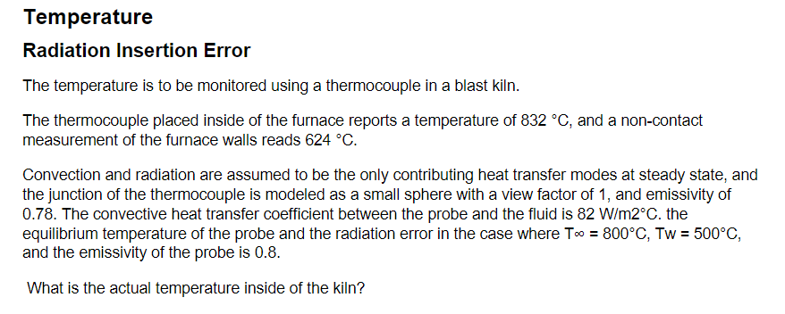 Solved Temperature Radiation Insertion Error The temperature | Chegg.com
