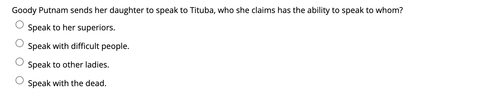 Solved Goody Putnam sends her daughter to speak to Tituba, | Chegg.com