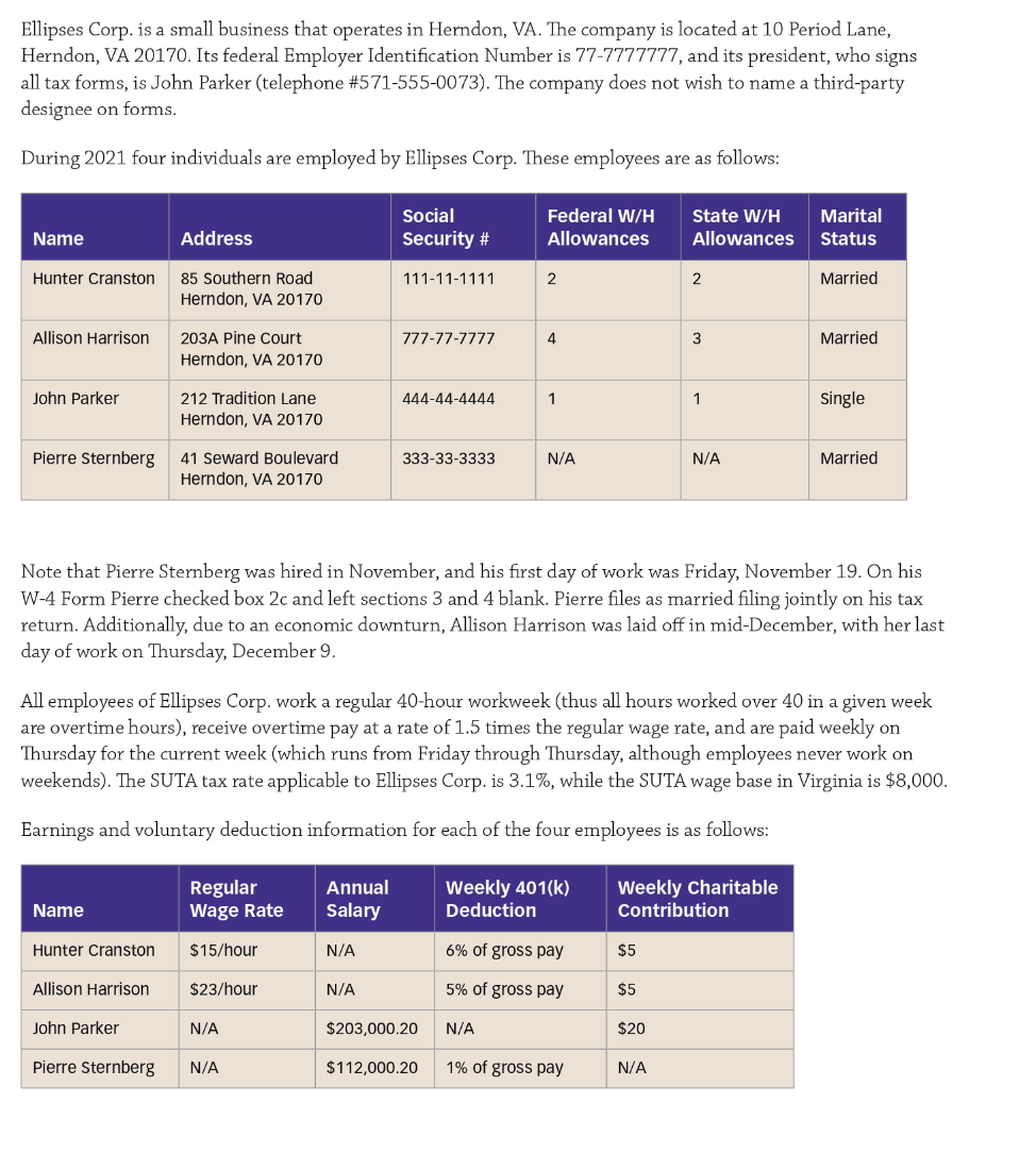 Ellipses Corp. is a small business that operates in | Chegg.com