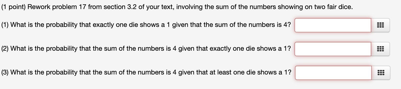 Solved (1 point) Rework problem 17 from section 3.2 of your | Chegg.com