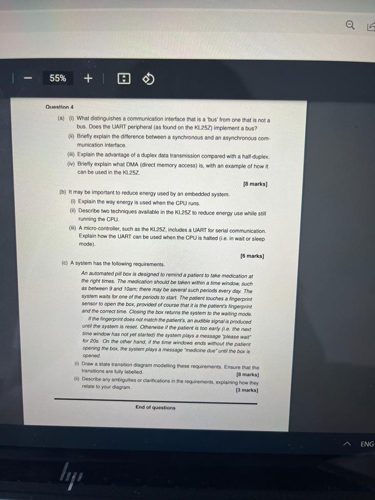 Solved (a) (i) What distinguishes a communication interface | Chegg.com