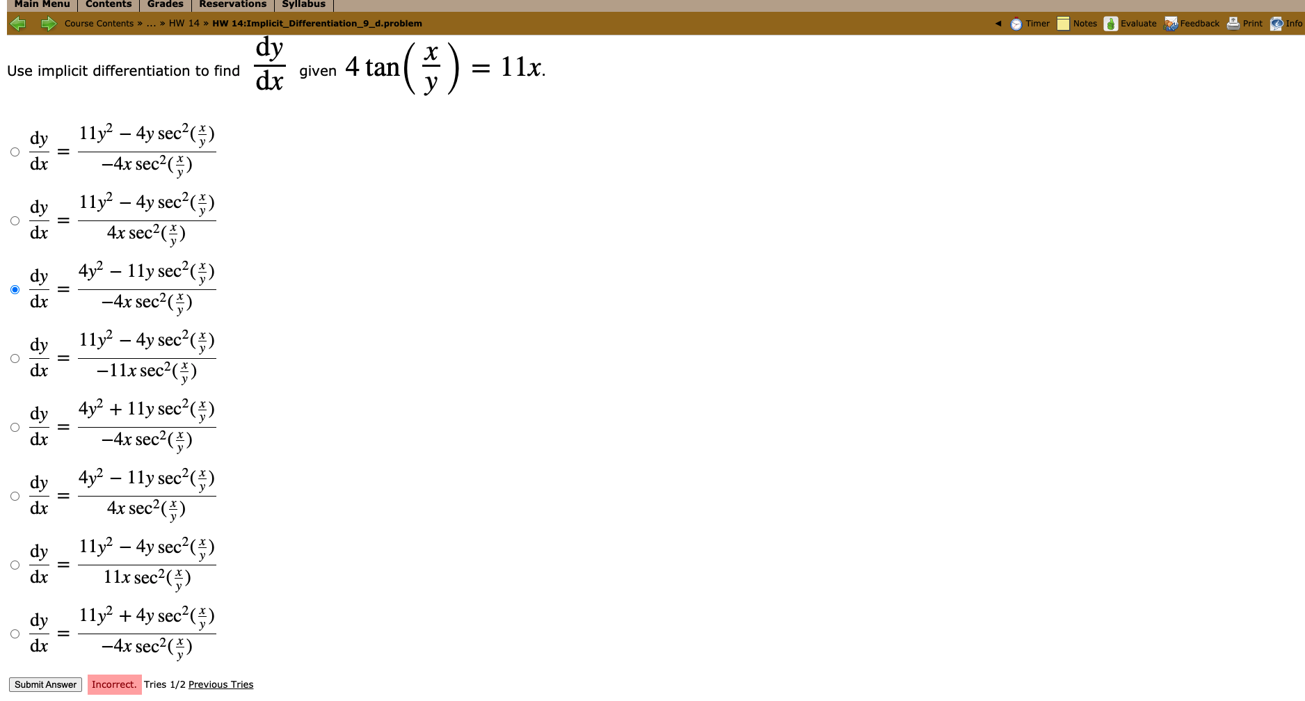Solved Main Menu Contents Grades Reservations Syllabus | Chegg.com