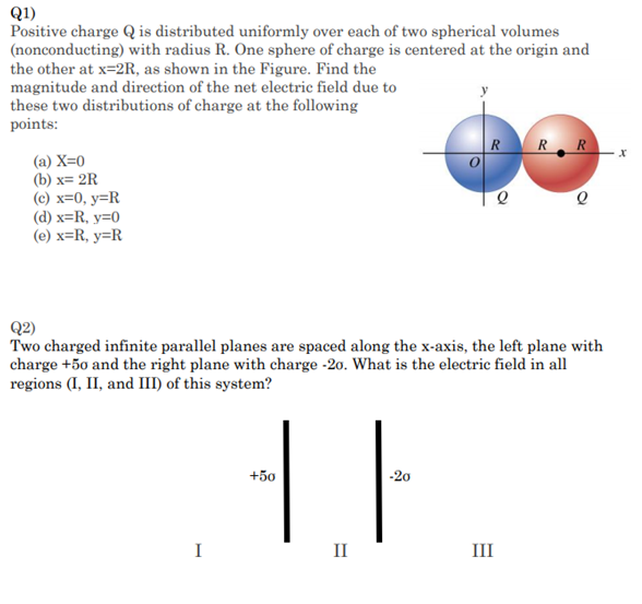 Solved 1.- Positive charge Q is distributed uniformly over | Chegg.com