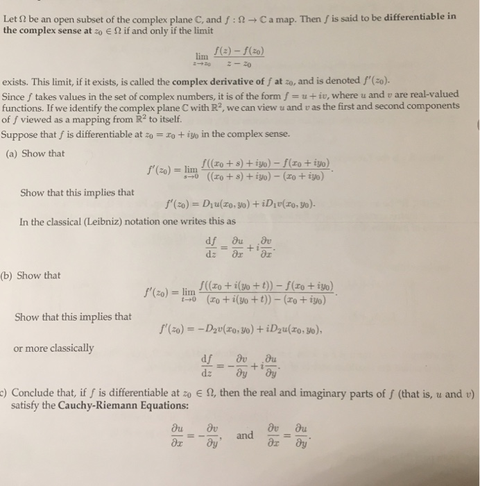 Solved Let 12 be an open subset of the complex plane C, and | Chegg.com