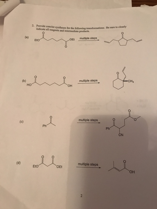 Solved 2. Provide concise syntheses for the following | Chegg.com