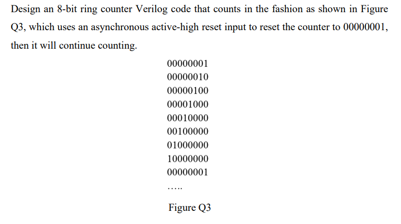 Solved Design An 8 Bit Ring Counter Verilog Code That Counts 7434