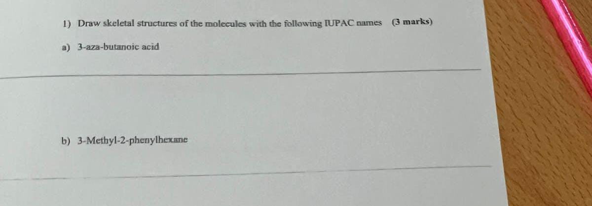 Solved 1) Draw skeletal structures of the molecules with the | Chegg.com