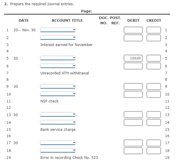 Solved and noting the service charges and other debit and | Chegg.com