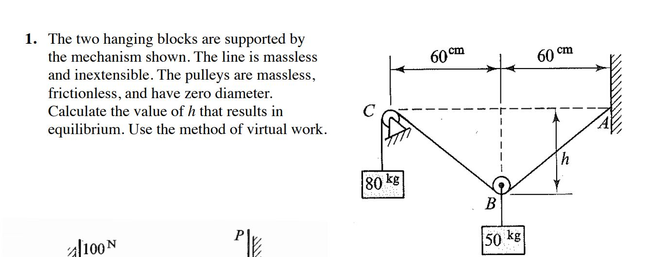 Solved 60 60 cm 1. The two hanging blocks are supported by | Chegg.com