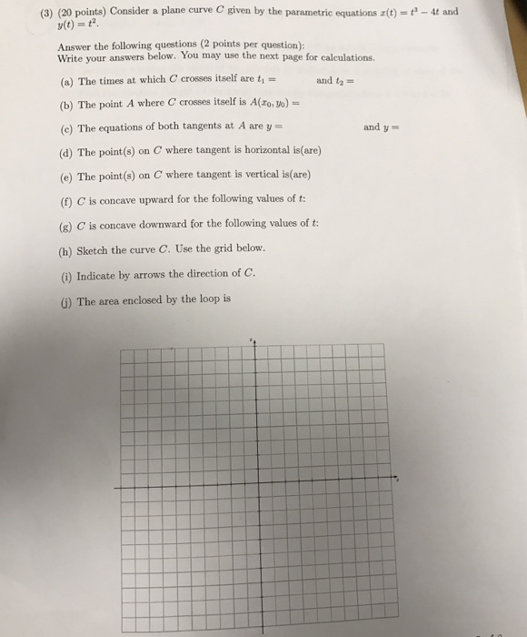 Solved Consider a plane curve C given by the parametric | Chegg.com