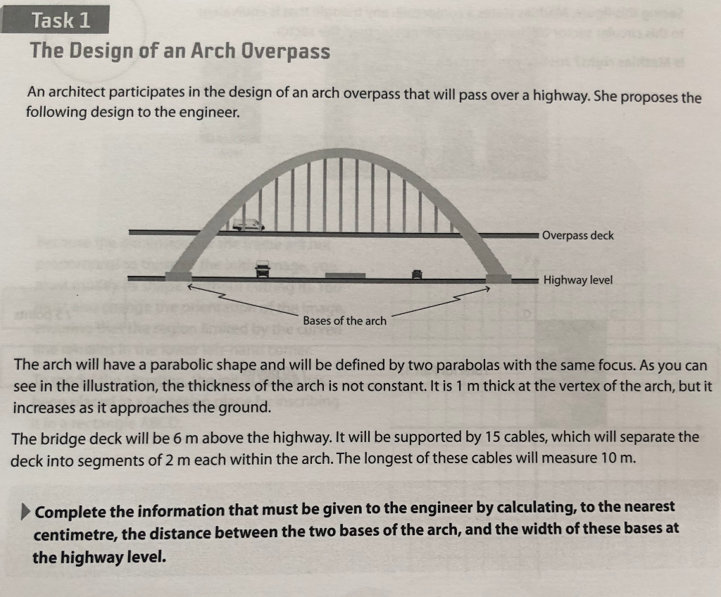 Solved Task 1 The Design of an Arch Overpass An architect | Chegg.com