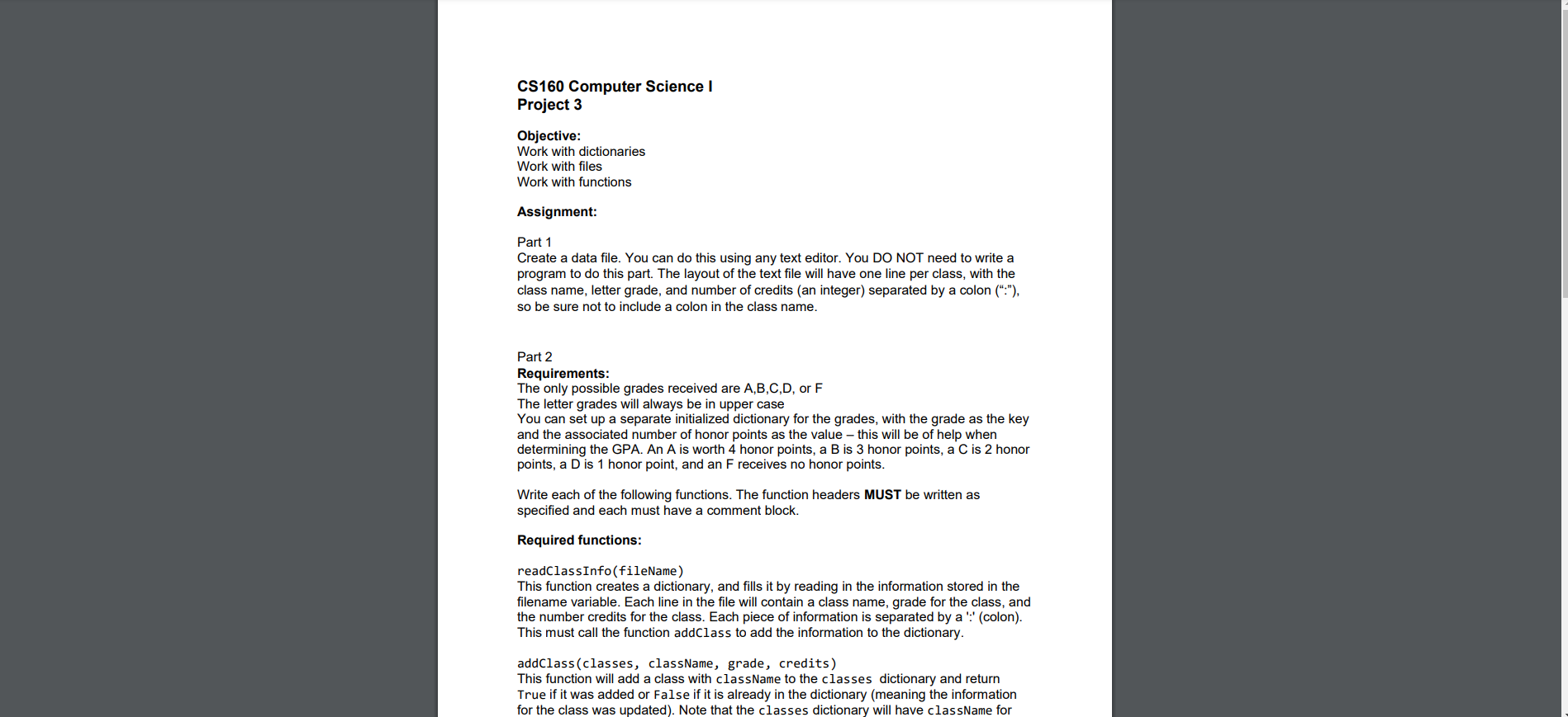 Solved Cs160 Computer Science Project 3 Objective Work With