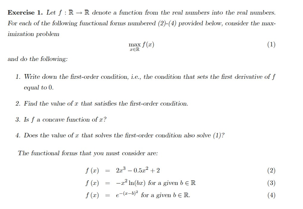 Solved Exercise 1. Let f:R → R denote a function from the | Chegg.com