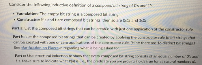 Solved Consider the following inductive definition of a | Chegg.com