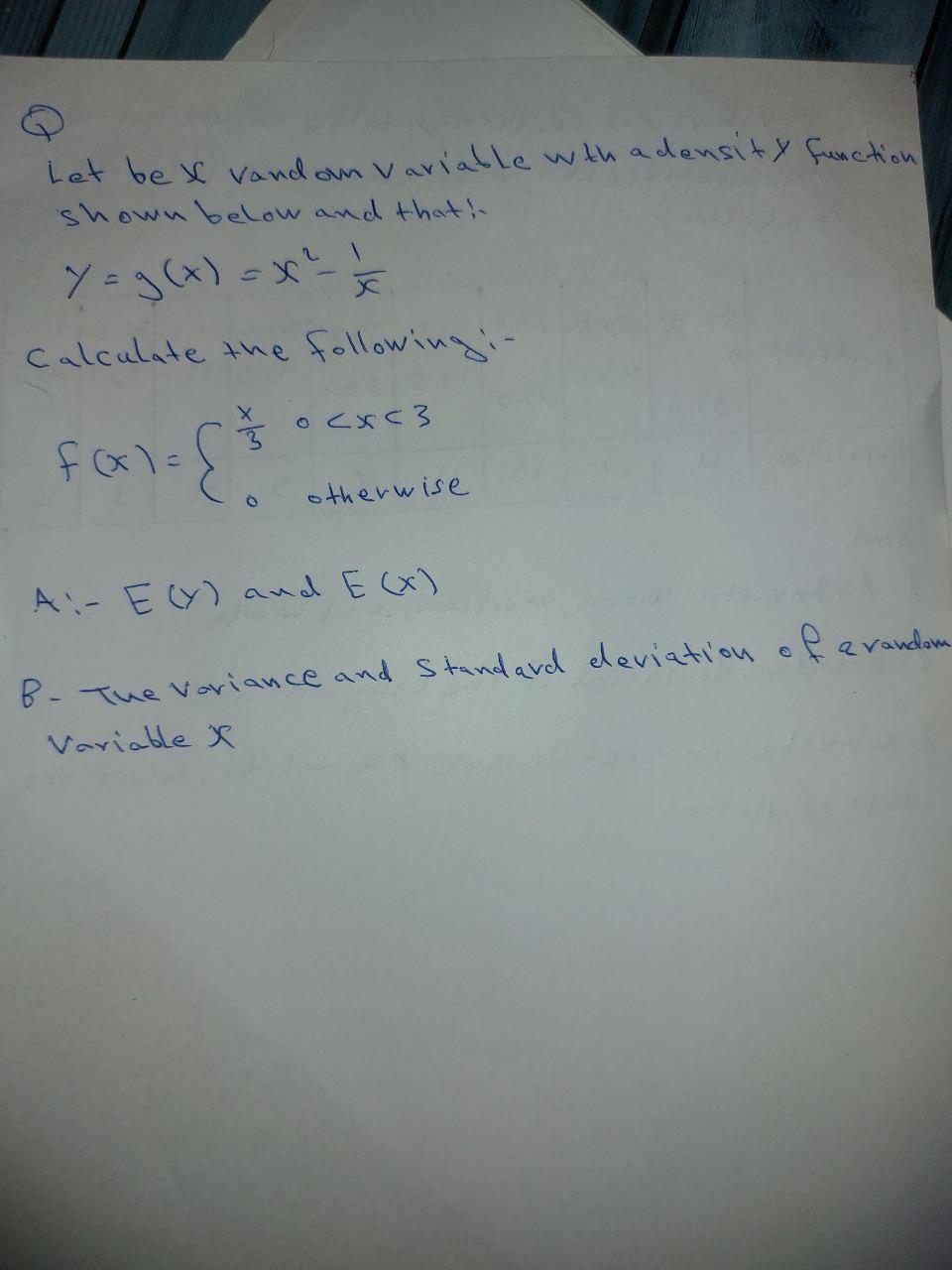 Solved Let bex random variable with a density function shown | Chegg.com
