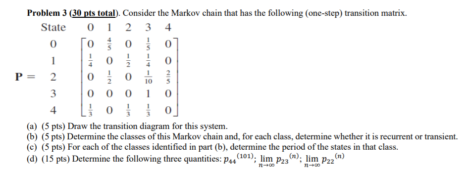 Solved (a) (5 pts) Draw the transition diagram for this | Chegg.com