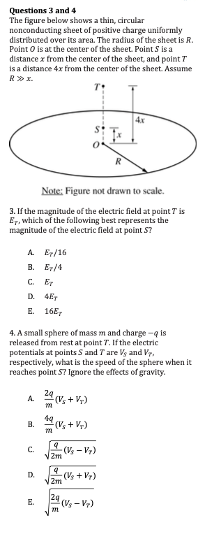 Solved Questions 3 and 4 The figure below shows a thin, | Chegg.com