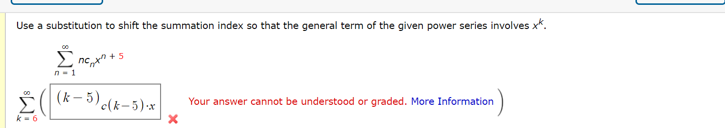 Solved Use a substitution to shift the summation index so | Chegg.com
