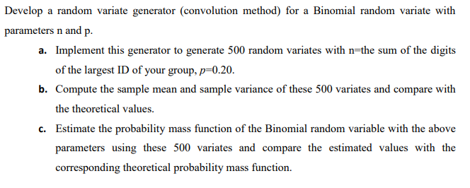 Solved Develop a random variate generator (convolution | Chegg.com