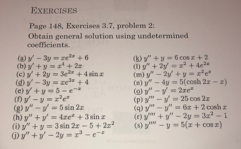 Solved EXERCISES Page 148, Exercises 3.7, problem 2: Obtain | Chegg.com