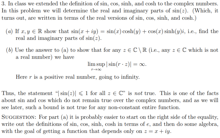 Solved 3. In class we extended the definition of sin, cos, | Chegg.com