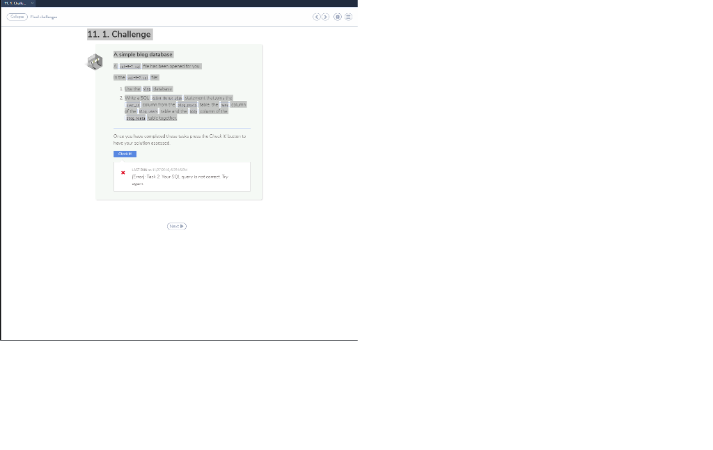 Solved 11. 1. Challenge A simple blog database A | Chegg.com