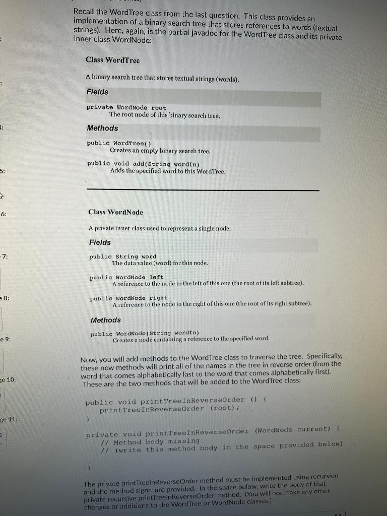 Solved Recall the Word Tree class from the last question. | Chegg.com