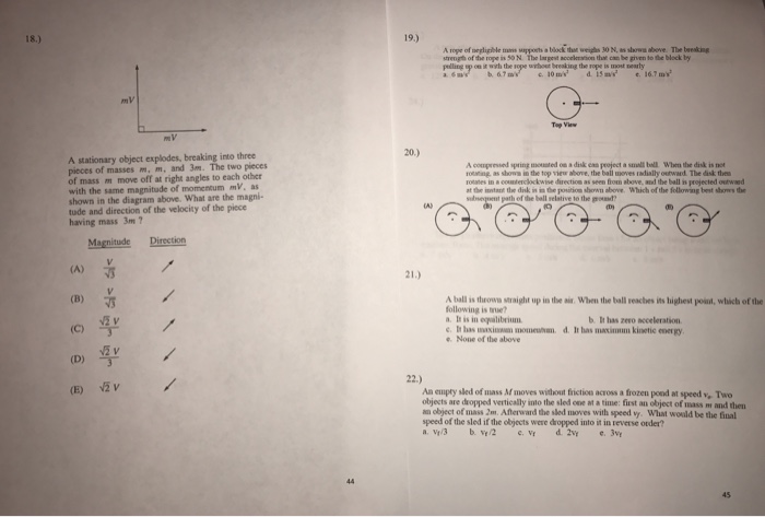 Solved A stationary object explodes, breaking into three | Chegg.com
