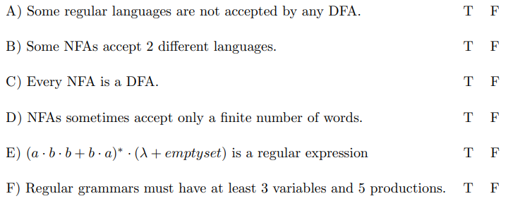 Solved A) Some regular languages are not accepted by any | Chegg.com
