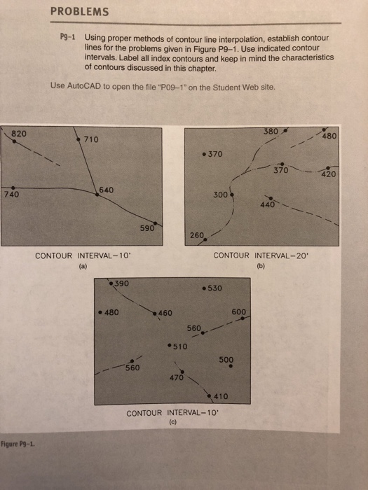 PROBLEMS P9-1 Using proper methods of contour line | Chegg.com