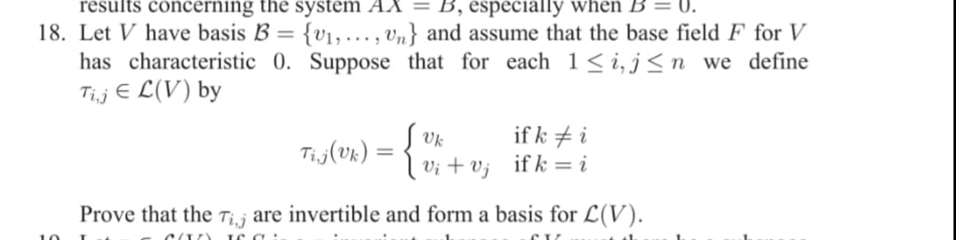 Solved Let V ﻿have basis B={v1,dots,vn} ﻿and assume that the | Chegg.com