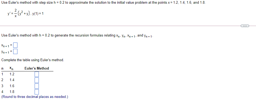 Solved Use Euler's method with step size h = 0.2 to | Chegg.com