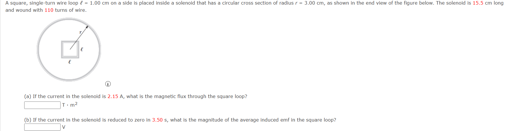 Solved A square, single-turn wire loop l=1.00cm ﻿on a side | Chegg.com