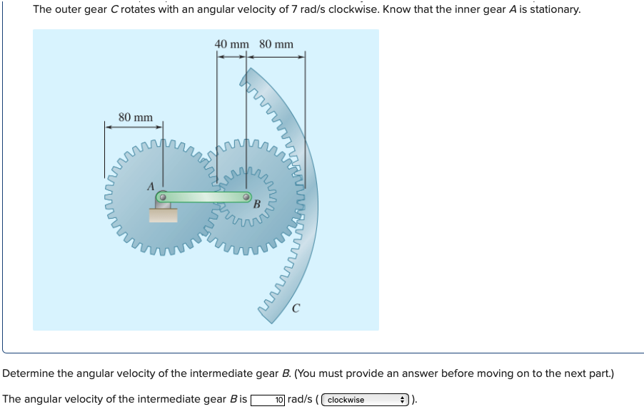 Solved The outer gear C ﻿rotates with an angular velocity of | Chegg.com
