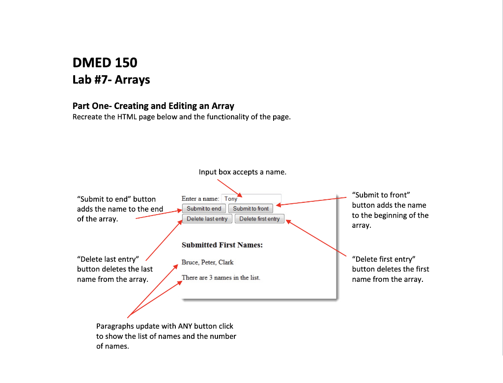 Solved Part One- Creating and Editing an Array Recreate the | Chegg.com