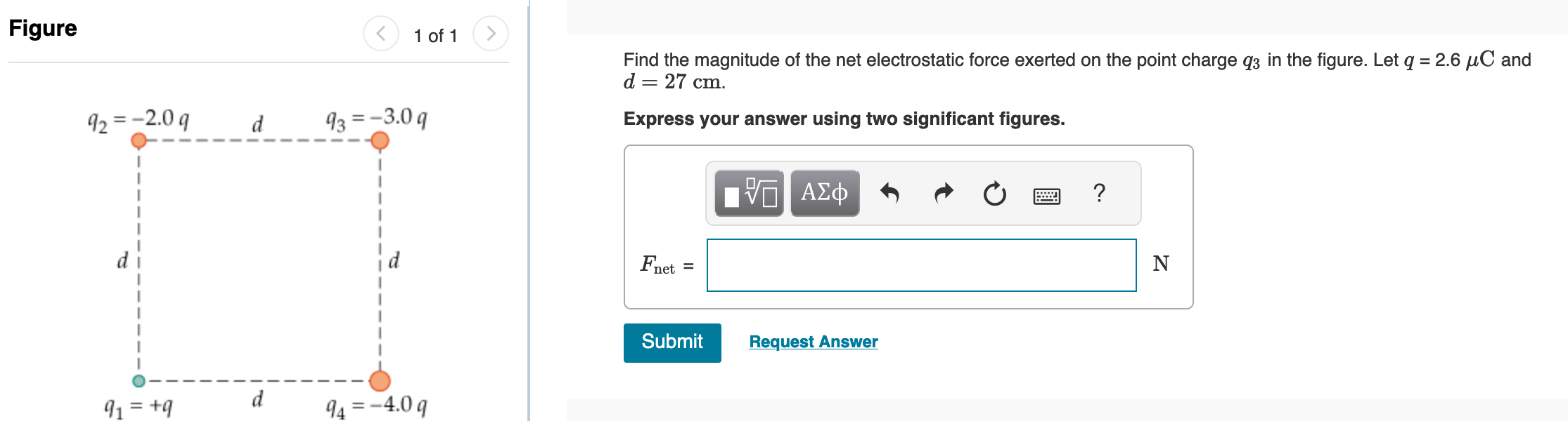 Solved Find the magnitude of the net electrostatic force | Chegg.com