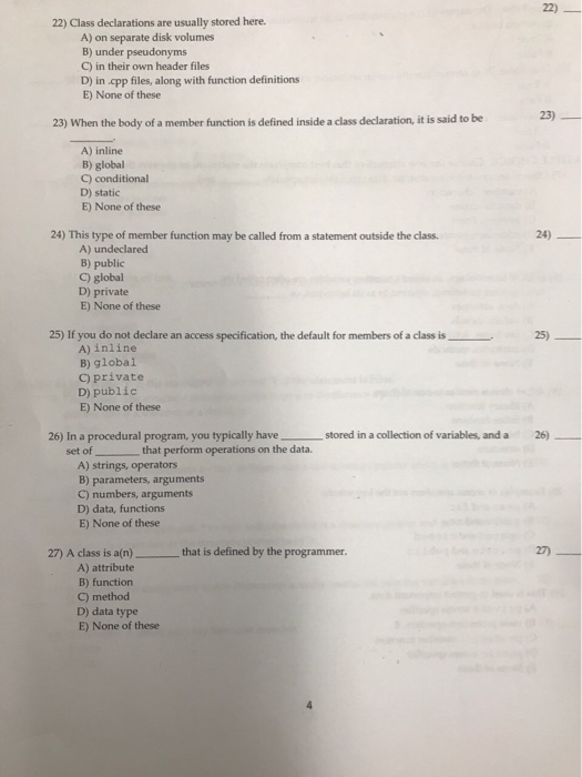 Solved 22 Class Declarations Are Usually Stored Here A On 0578