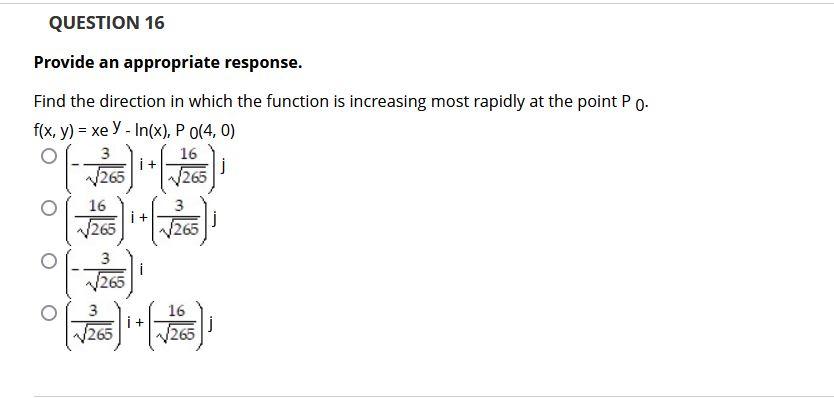 Solved Question 16 Provide An Appropriate Response Find The