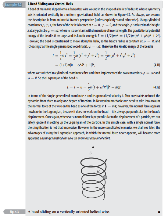 Solved Example 4.2 featured a bead sliding on a | Chegg.com