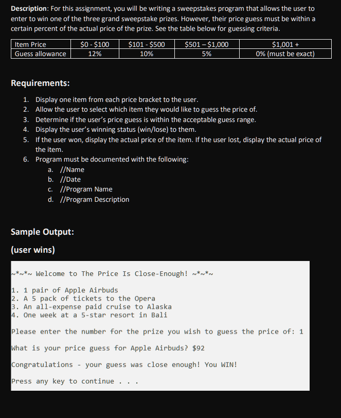 Solved Description: For this assignment, you will be writing | Chegg.com