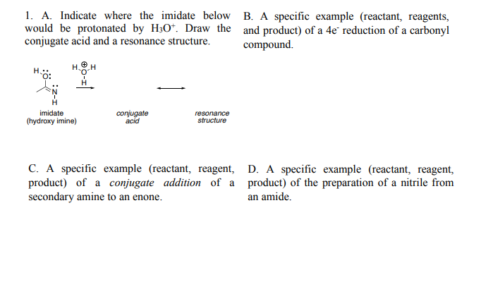 Solved 1. A. Indicate where the imidate below B. A specific | Chegg.com