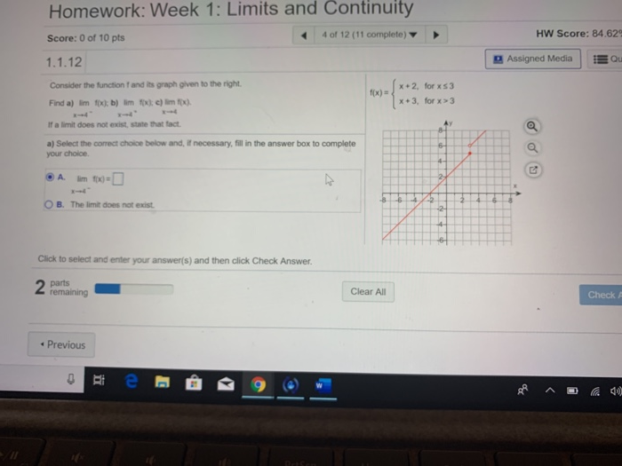 Solved Homework. week T.Limits and Continuity HW Scor 60112 | Chegg.com
