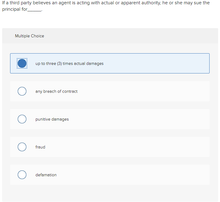 Solved If a third party believes an agent is acting with | Chegg.com