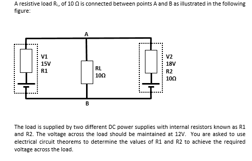 Solved A resistive load RL, ﻿of 10Ω ﻿is connected between | Chegg.com