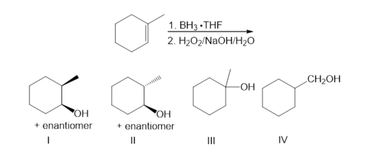 Solved 2. H2O2/NaOH/H2O 1. BH3⋅THF + enantiomer + enantiomer | Chegg.com