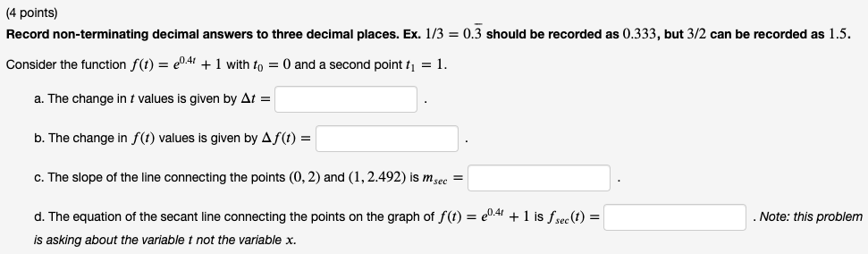Solved (4 points) Record non-terminating decimal answers to | Chegg.com