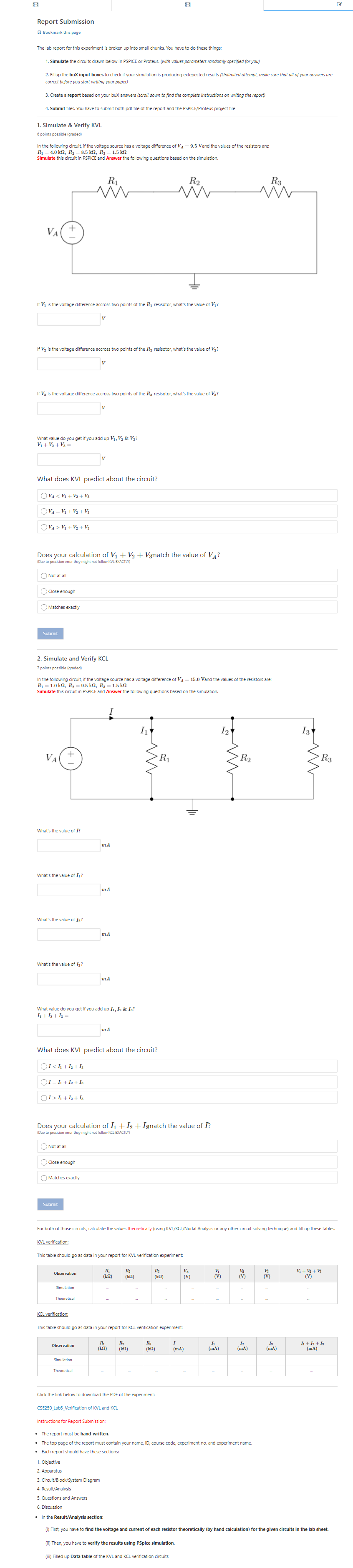 Solved Report Submission A Bookmark this page The lab report | Chegg.com