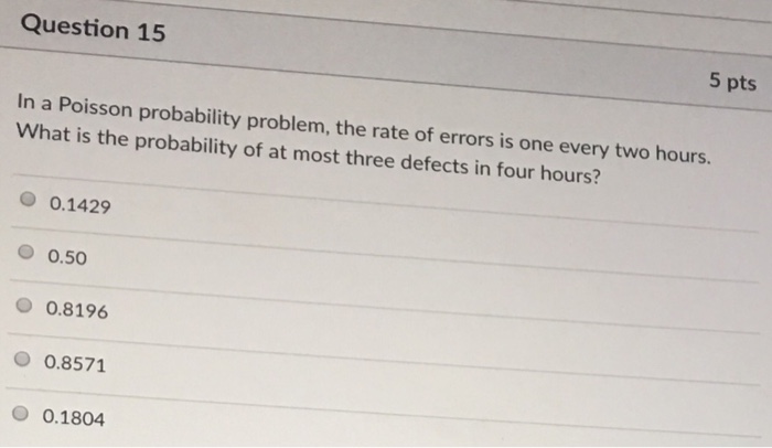 Solved Question 15 5 pts In a Poisson probability problem, | Chegg.com